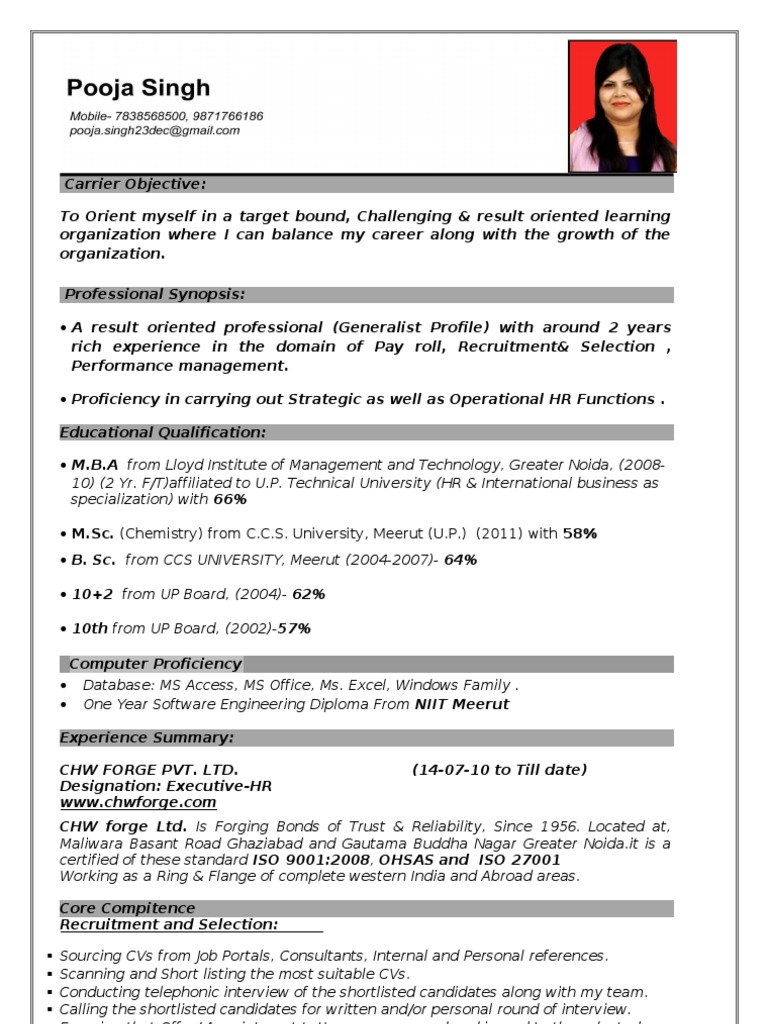 Pooja Singh Resume 23 | PDF | Employment | Business