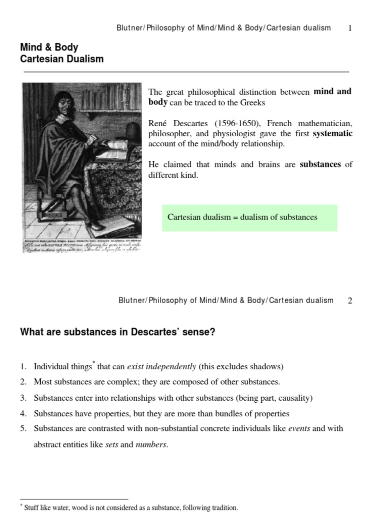 Mind Body Dualism | PDF | Philosophy Of Mind | Substance Theory