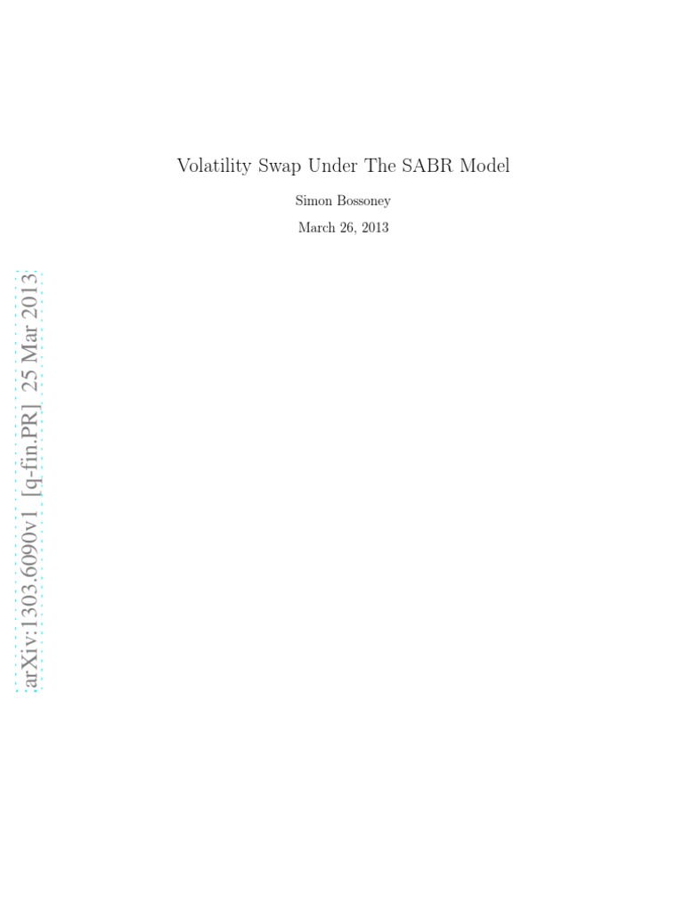 Volatility Swap Under The SABR Model: Simon Bossoney March 26, 2013 ...