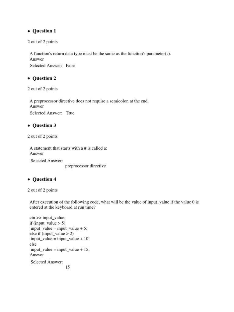 C++ Quiz 1 | C++ | Subroutine