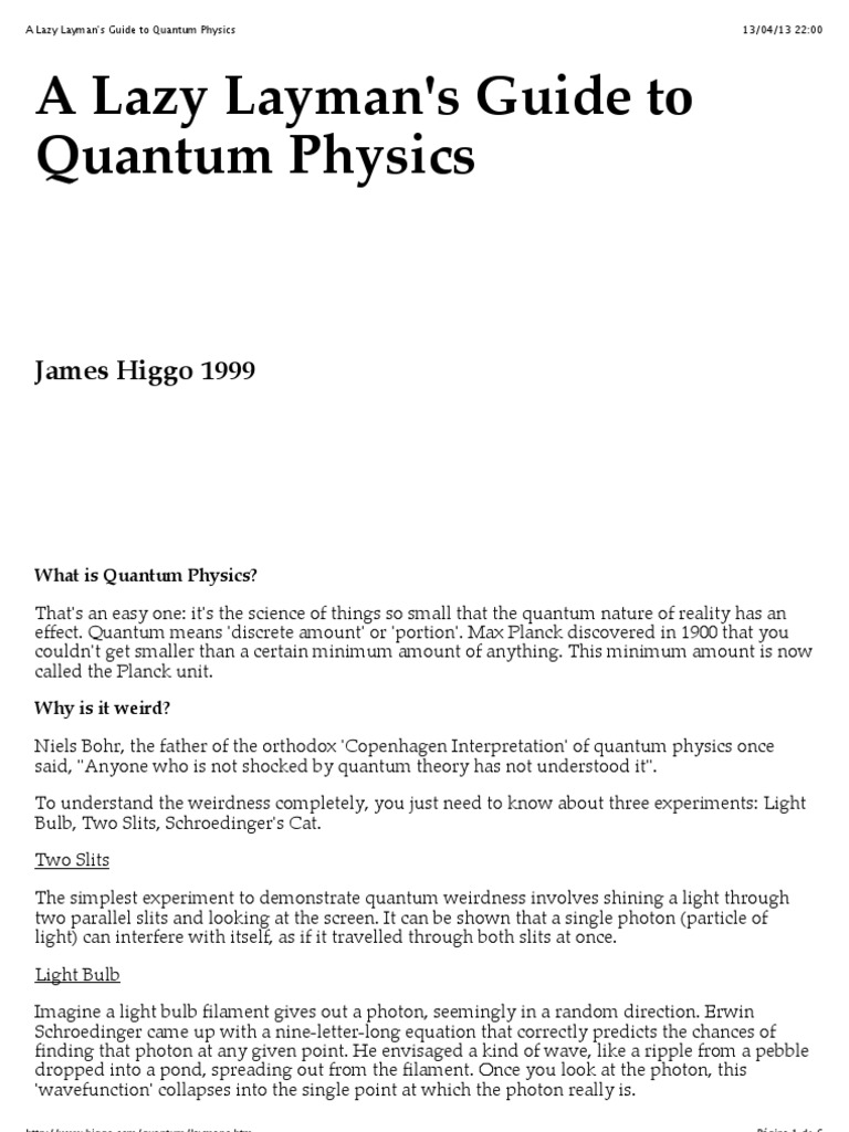 A Lazy Layman's Guide To Quantum Physics PDF | PDF | Many Worlds ...