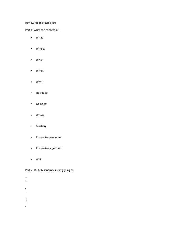 Review For The Final Exam | PDF | Games & Activities