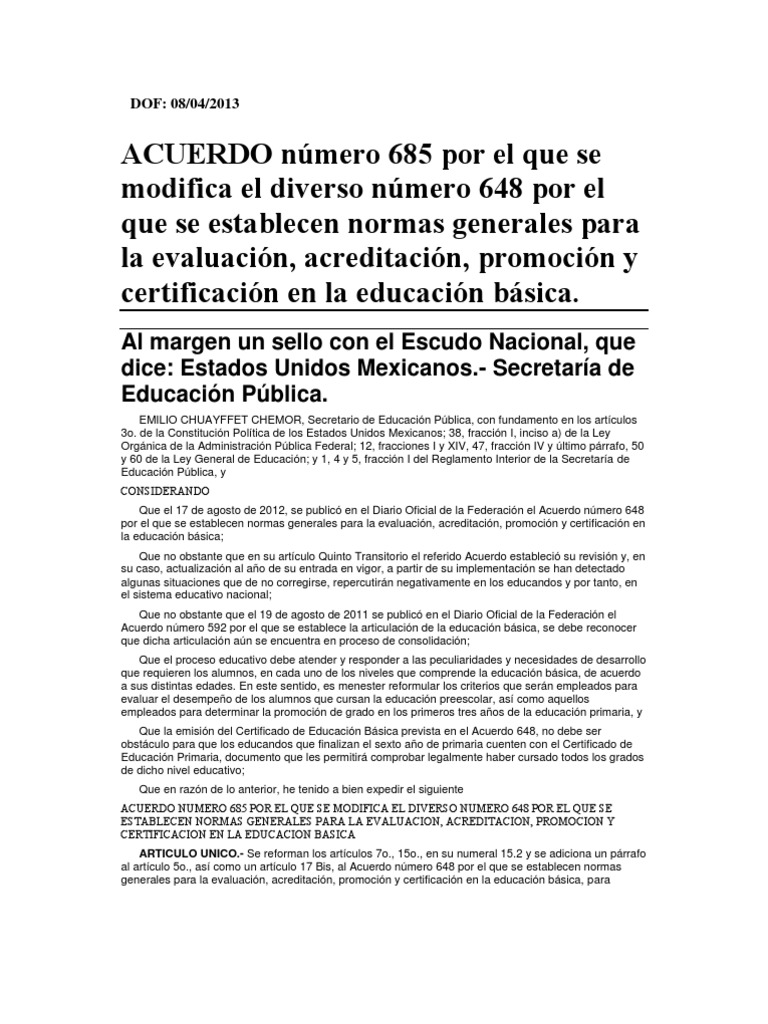 Acuerdo 685 | PDF