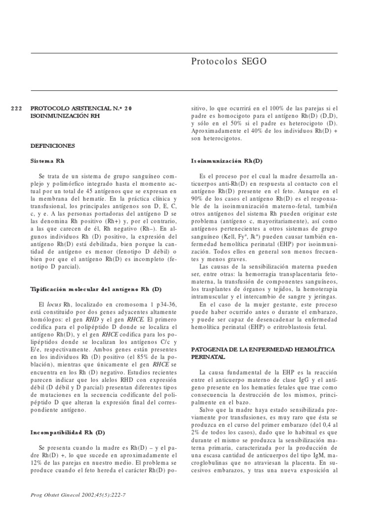 SEGO Isoinmunizacion | PDF | Fluidos corporales | Gene