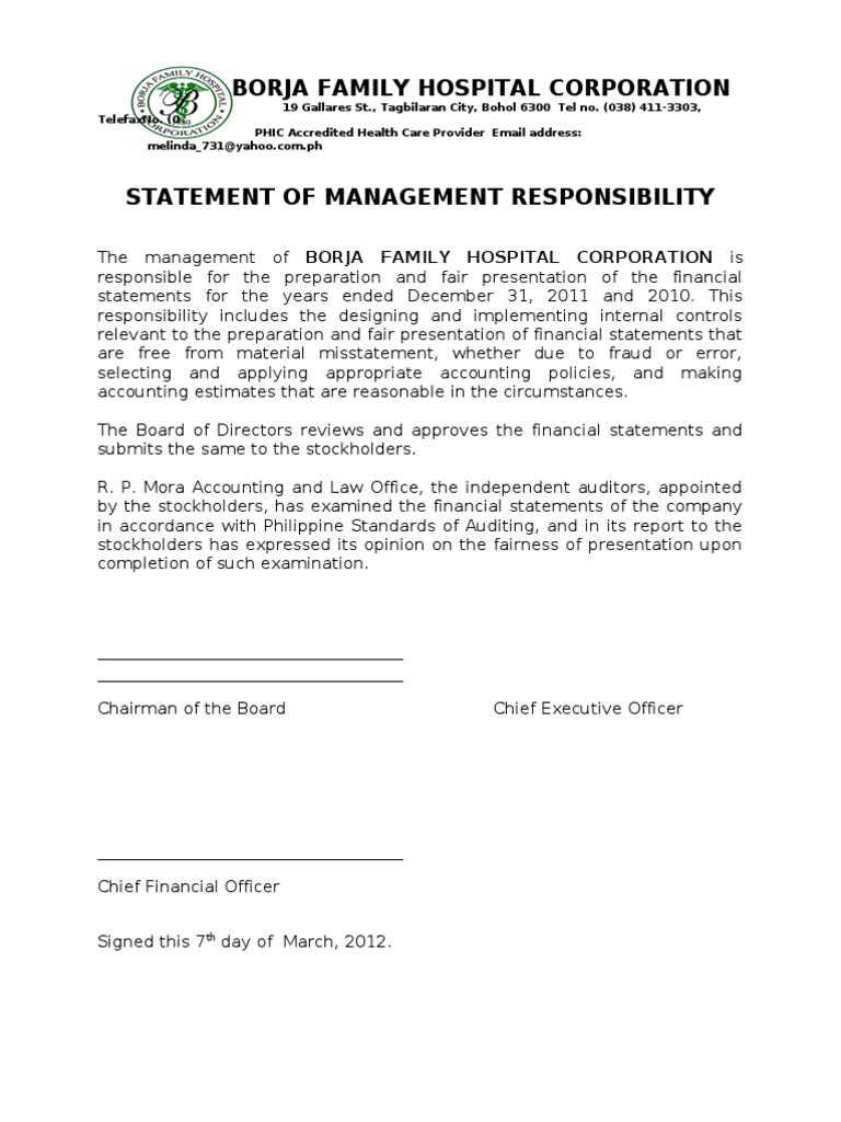 MGT Responsibility | PDF | Financial Statement | Tax Return (United States)