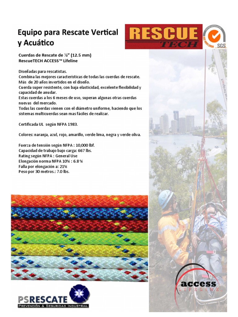 Fichas Tecnicas Rescate Vertical 2012 Stock | PDF | Cuerda | Acero