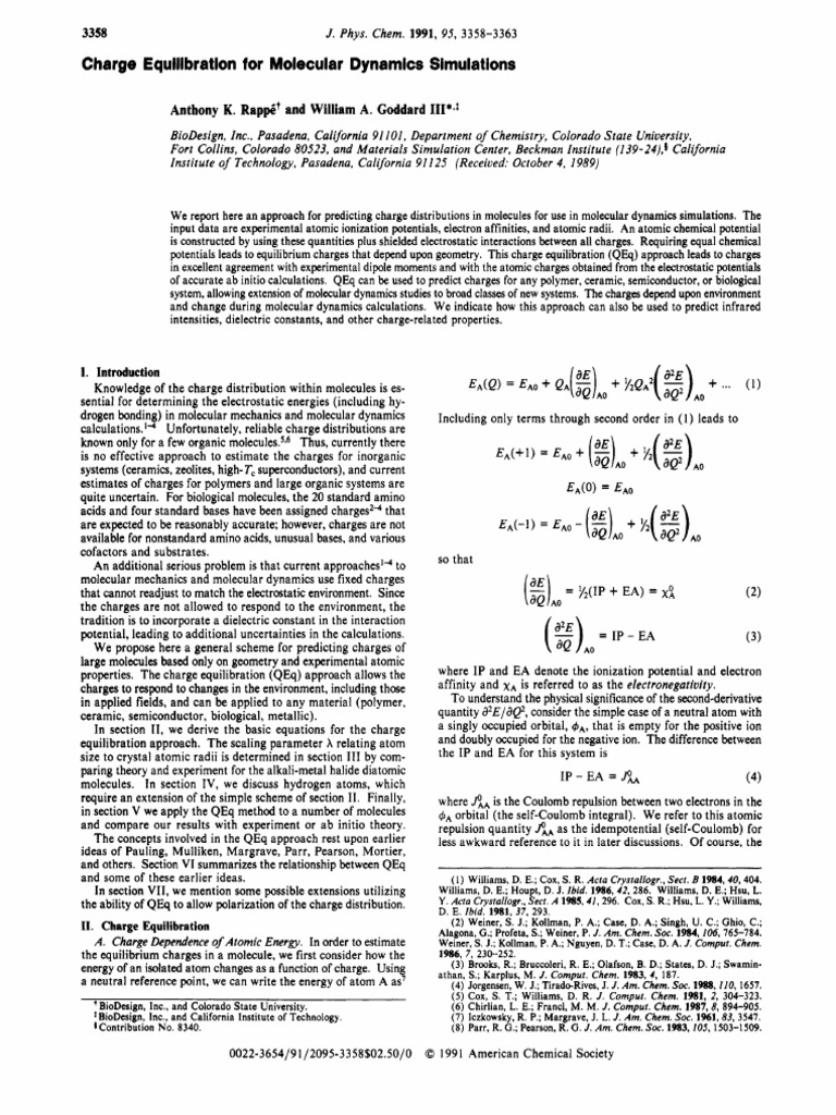 Qeq Method | PDF | Molecular Dynamics | Ion