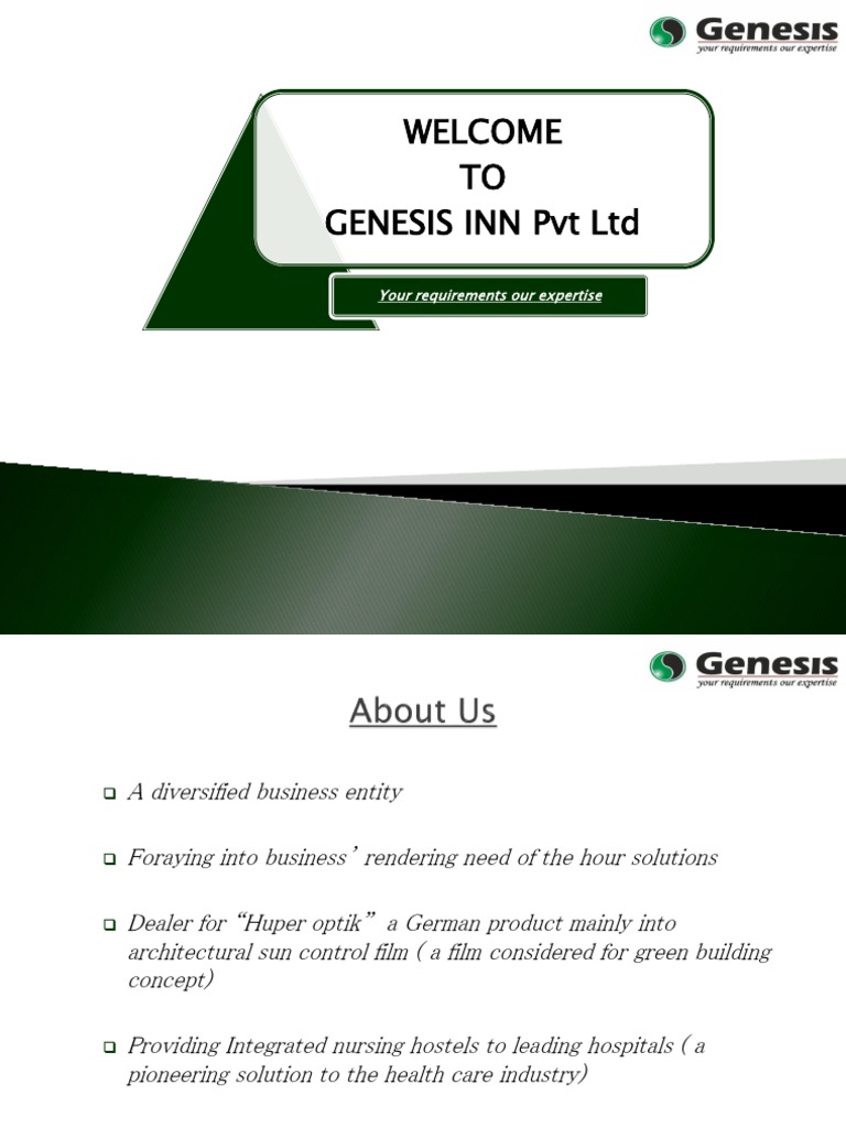 Genesis Inn Pvt Ltd Catering Profile | PDF | Hostel | Hospital