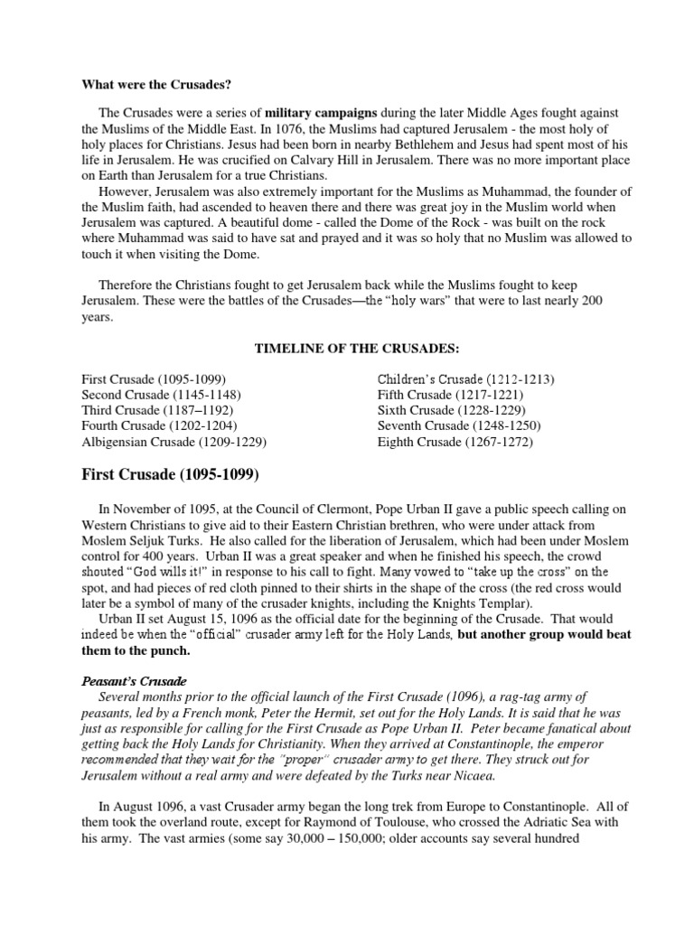Crusades Worksheet | PDF | Crusades | Christianization