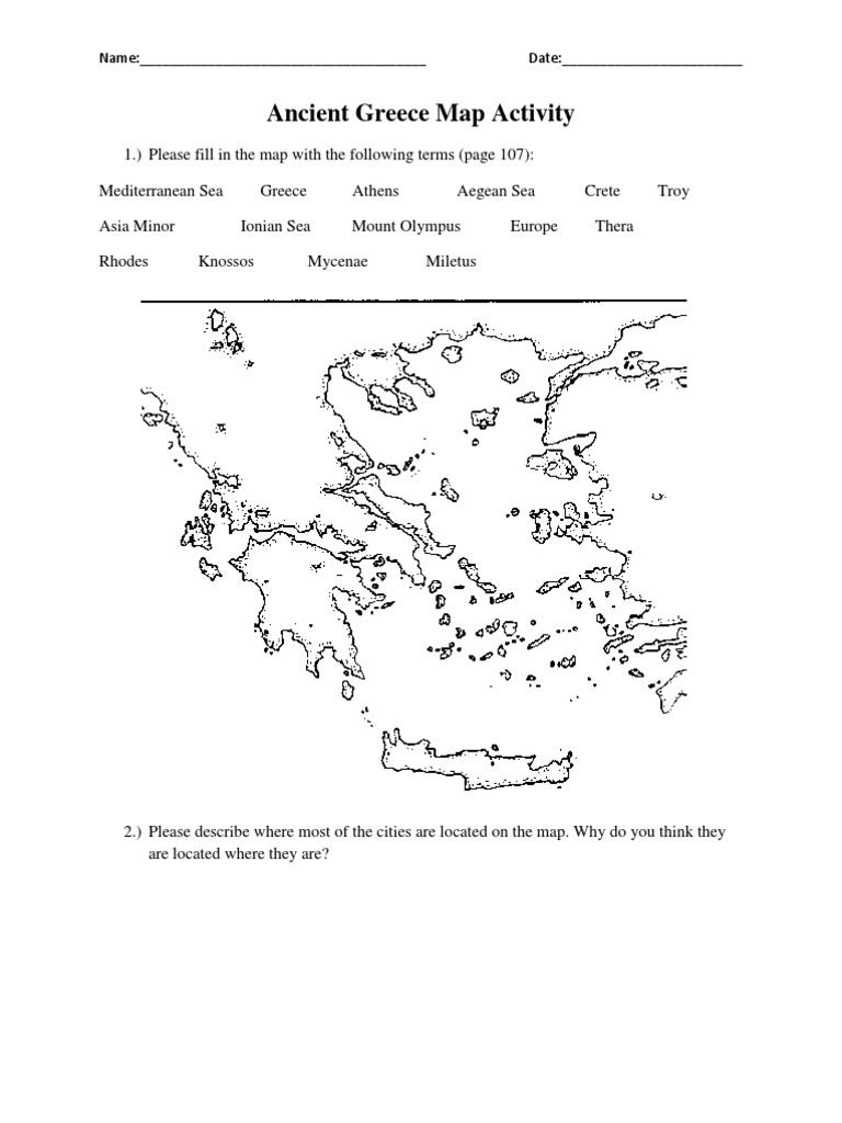 Ancient Greece Map Activity | PDF | Greece | Ancient Greece