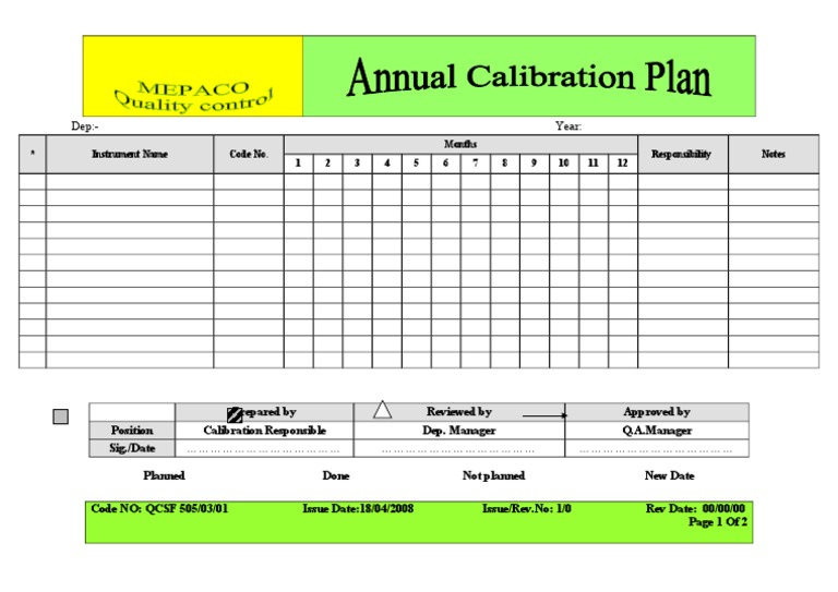 Annual Calibration Plan | PDF