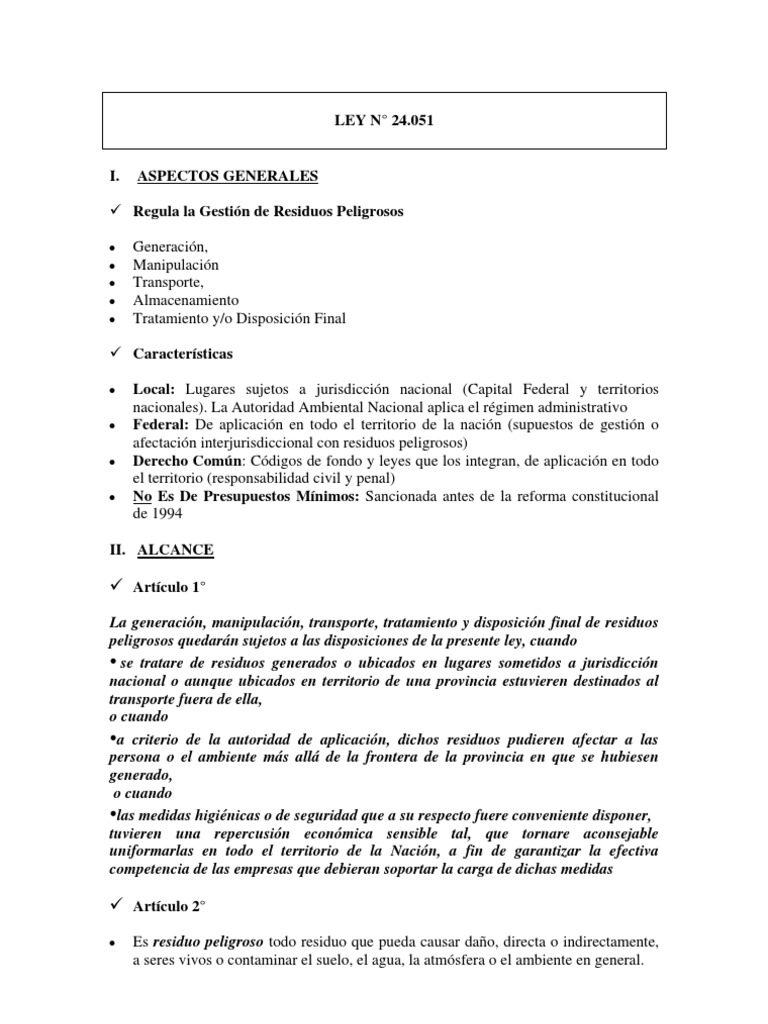 Ley 24051 | PDF | Residuos | Derecho penal