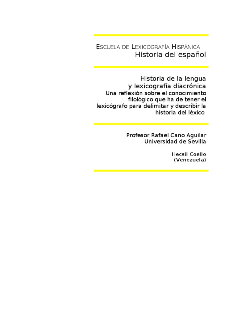 Historia del español y lexicografía | PDF | Lengua española | Diccionario