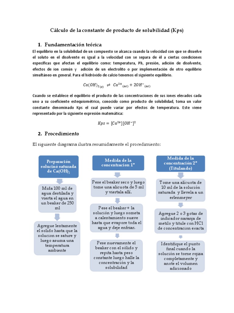 Calculo Del KPS | PDF | Concentración | Equilibrio químico