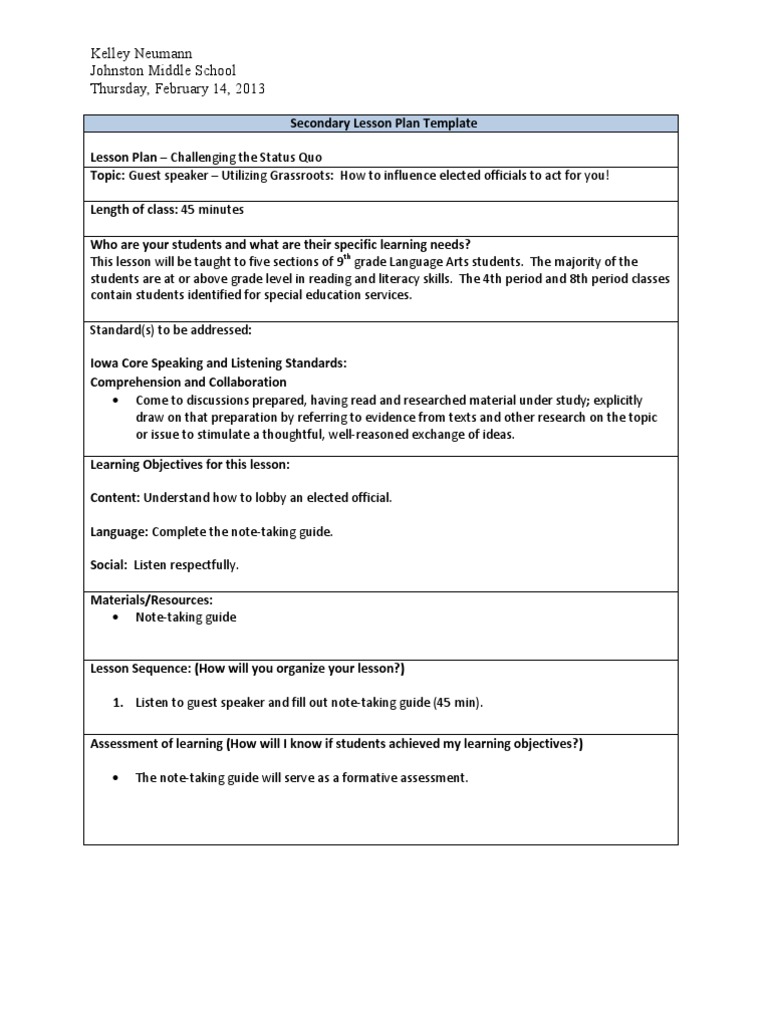Guest Speaker Lesson Plan | PDF | Public Speaking | Lesson Plan
