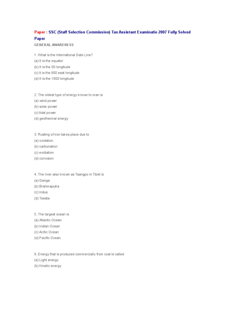 General Awareness Paper | PDF | Nature