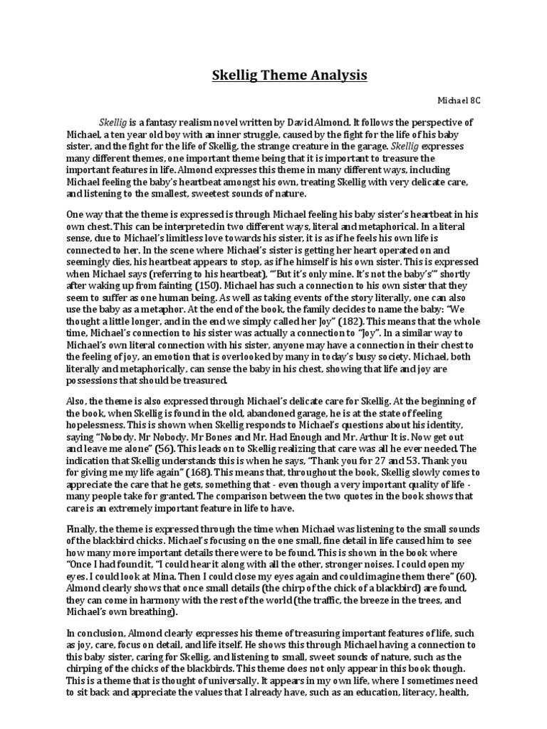 Skellig Theme Essay | PDF