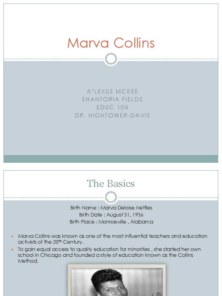 Marva Collins Presentation | PDF | Learning | Schools