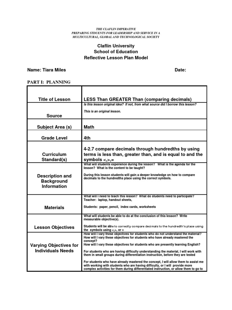 Math Reflective Lesson (Wright) | PDF | Differentiated Instruction ...