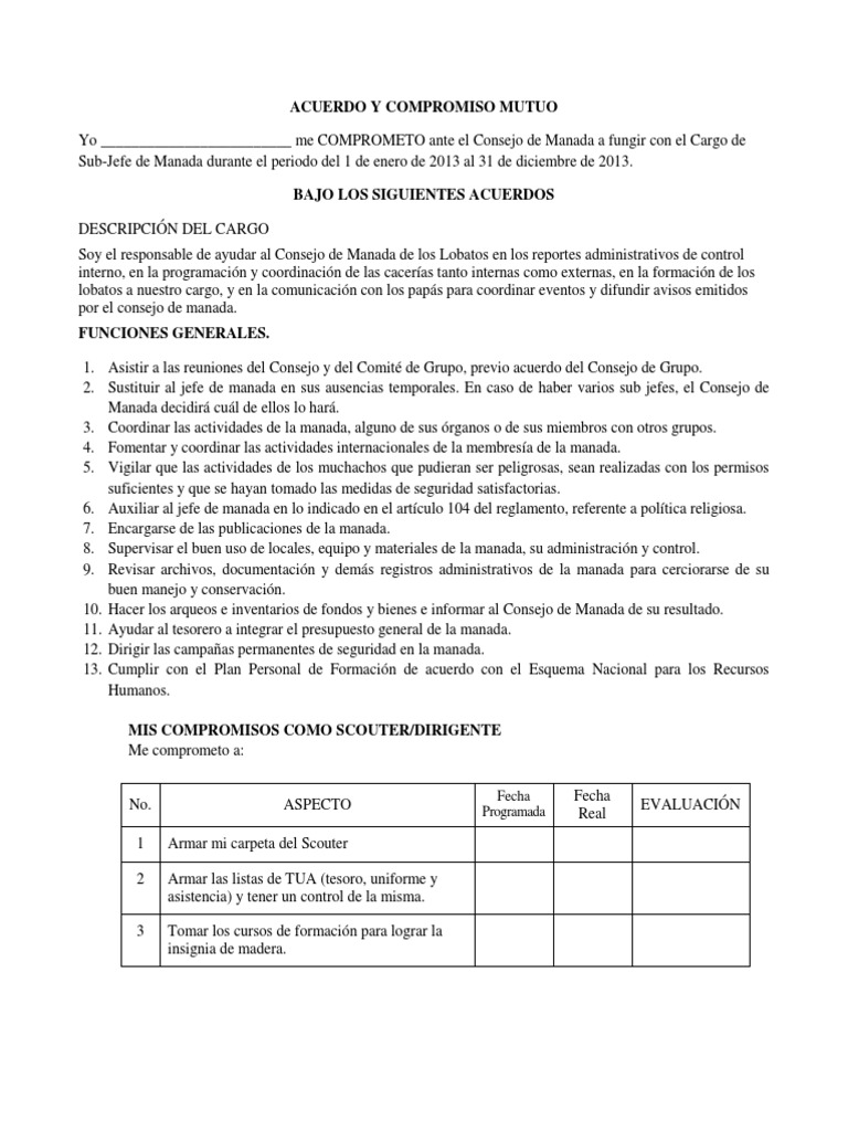 Acuerdo y Compromiso Mutuo-Ejemplo | PDF | Exploración | Gestión de ...