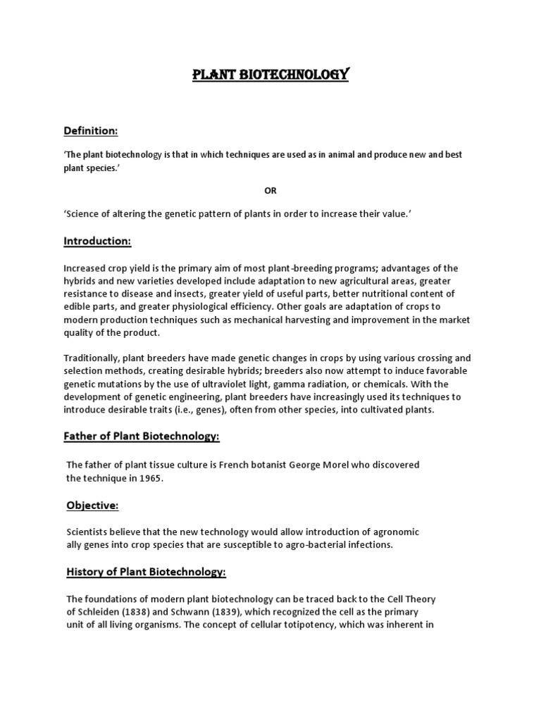 Plant Biotechnology | PDF | Plant Breeding | Biotechnology