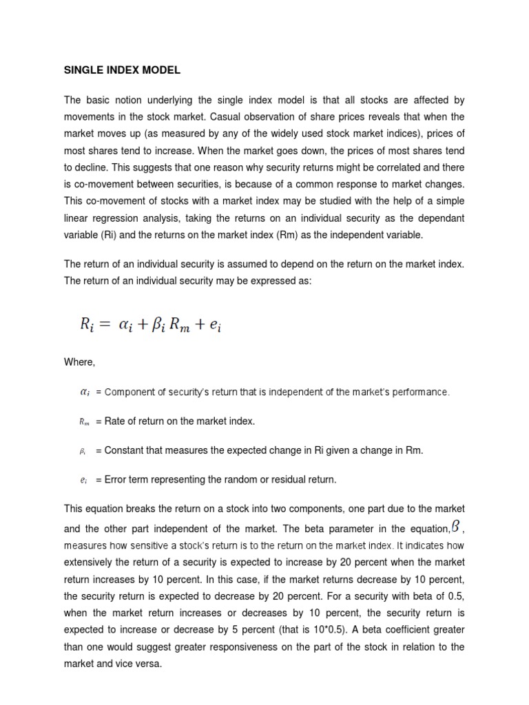 Single Index Model | Download Free PDF | Beta (Finance) | Statistical Analysis