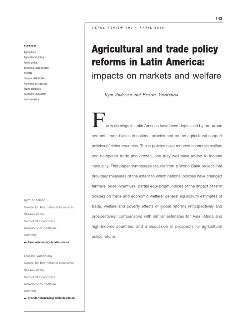 Agricultural and Trade Policy Reforms in Latin America - Impacts On ...