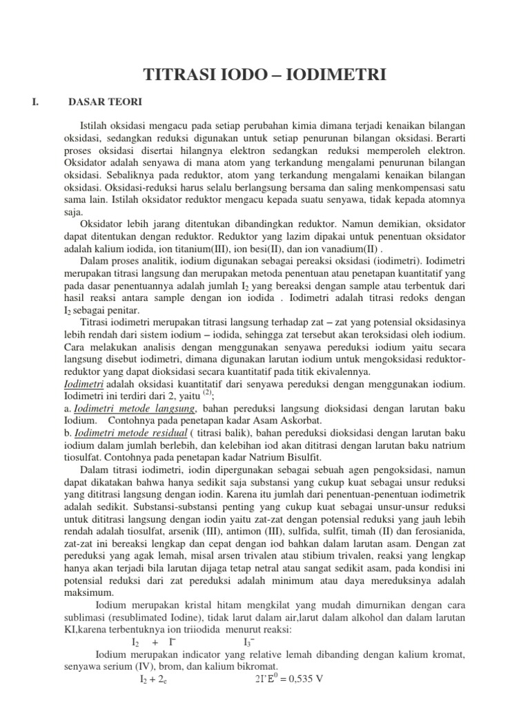 TITRASI Iodometri | PDF