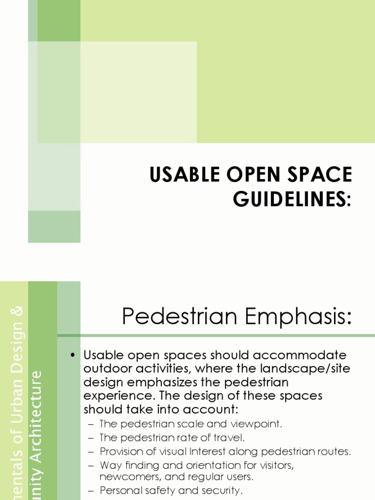 Planning Usable Open Space Guidelines | PDF | Parks | Street
