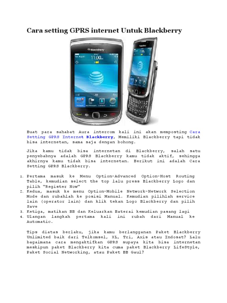 Cara Setting GPRS Internet Untuk Blackberry | PDF