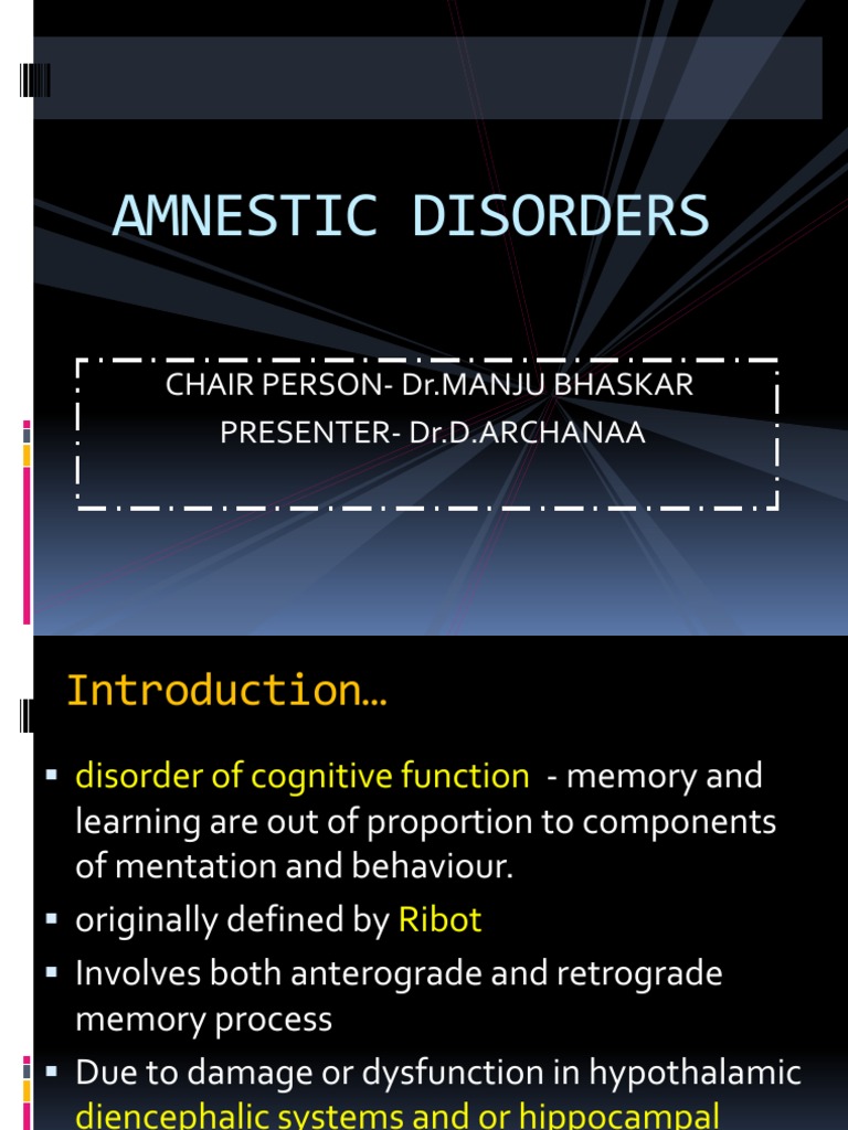 Amnestic Disorders | PDF | Amnesia | Memory