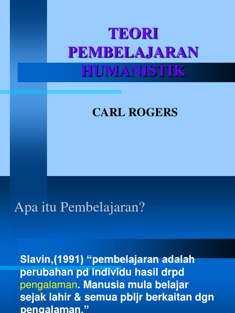 TEORI PEMBELAJARAN HUMANISTIK MENURUT CARL ROGERS | PDF
