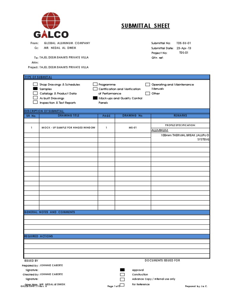 Submittal Sheet: From: CC | PDF