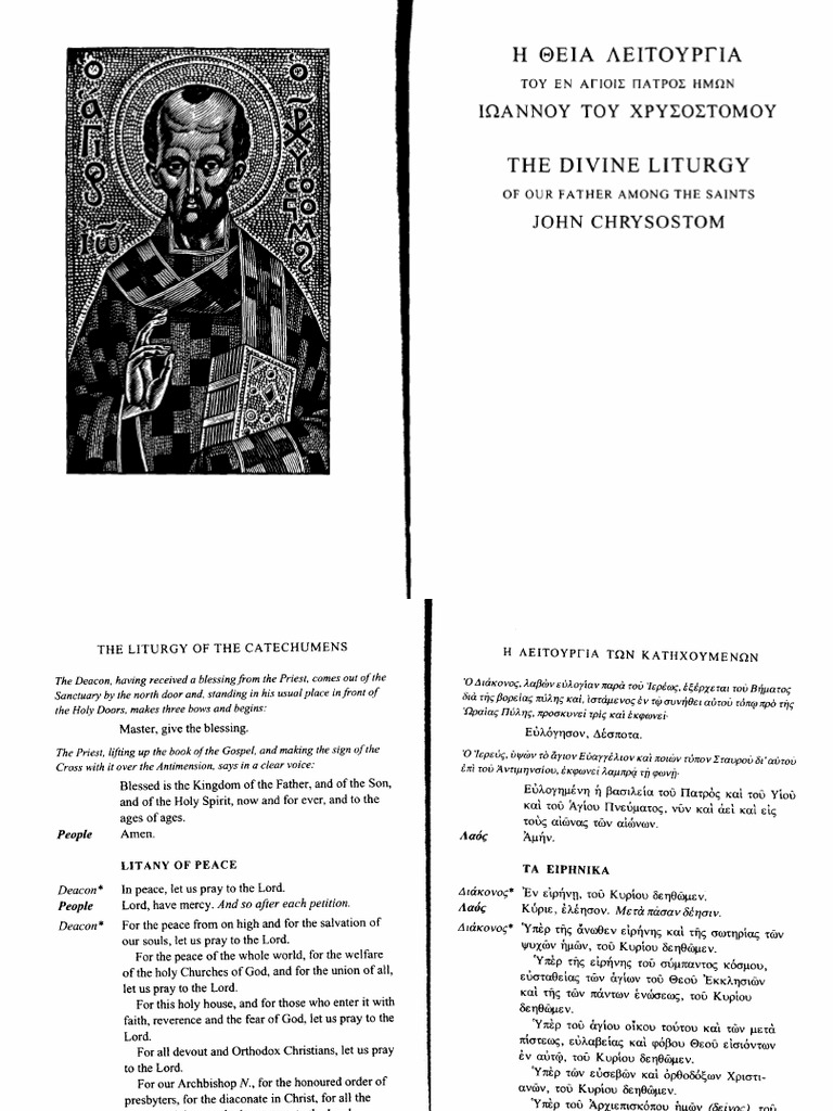 Liturgy of ST John Chrysostom | PDF | Catholic Liturgy | Eastern ...