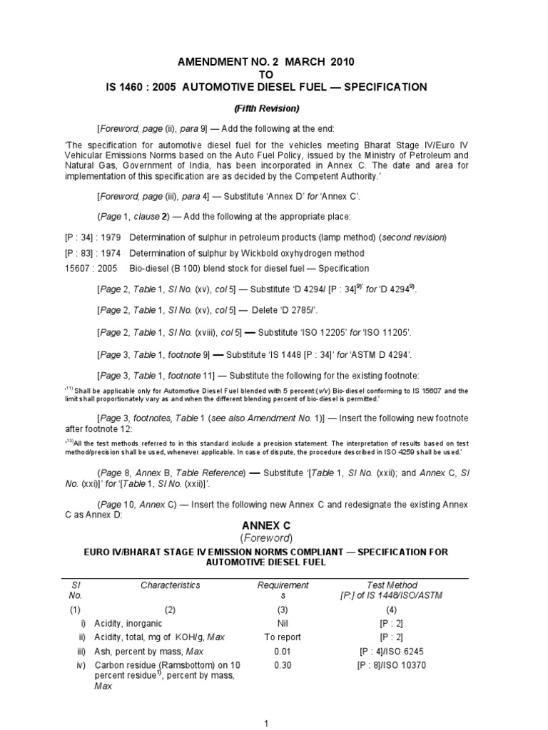 HSD BS IV Specification | PDF | Biodiesel | Diesel Fuel