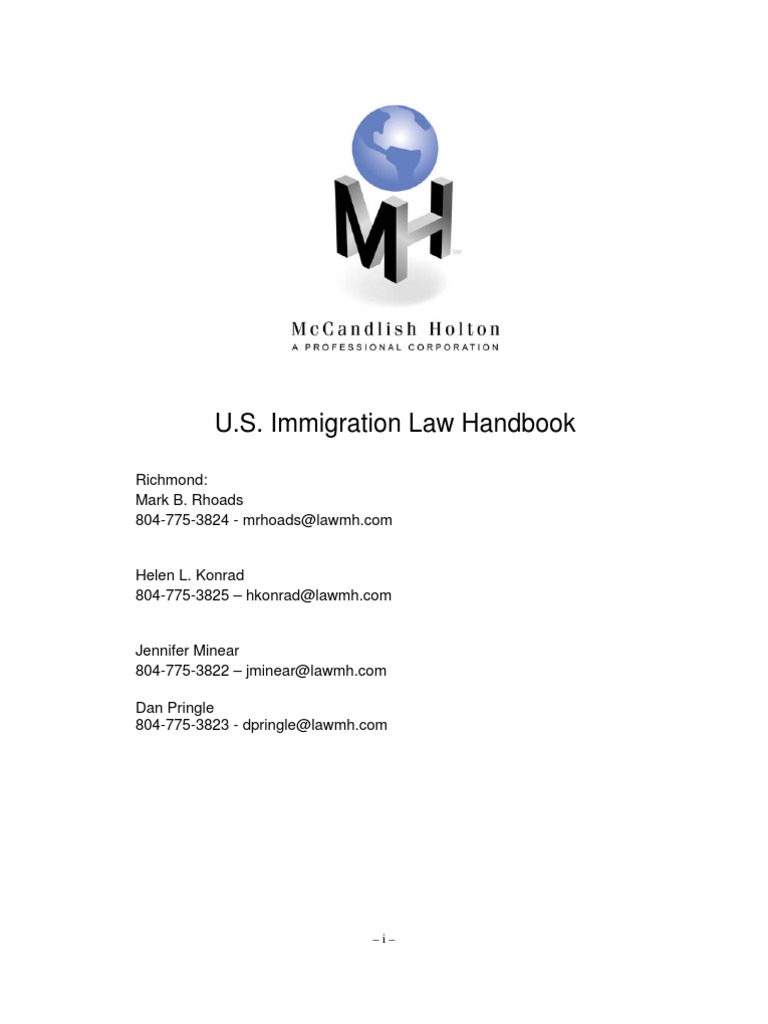 U.S. Immigration Law Handbook Overview | PDF | H 1 B Visa | Permanent ...