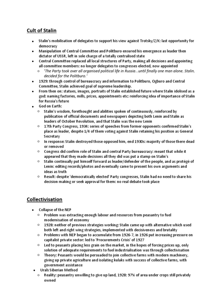 Stalin Notes | PDF | Joseph Stalin | Soviet Union