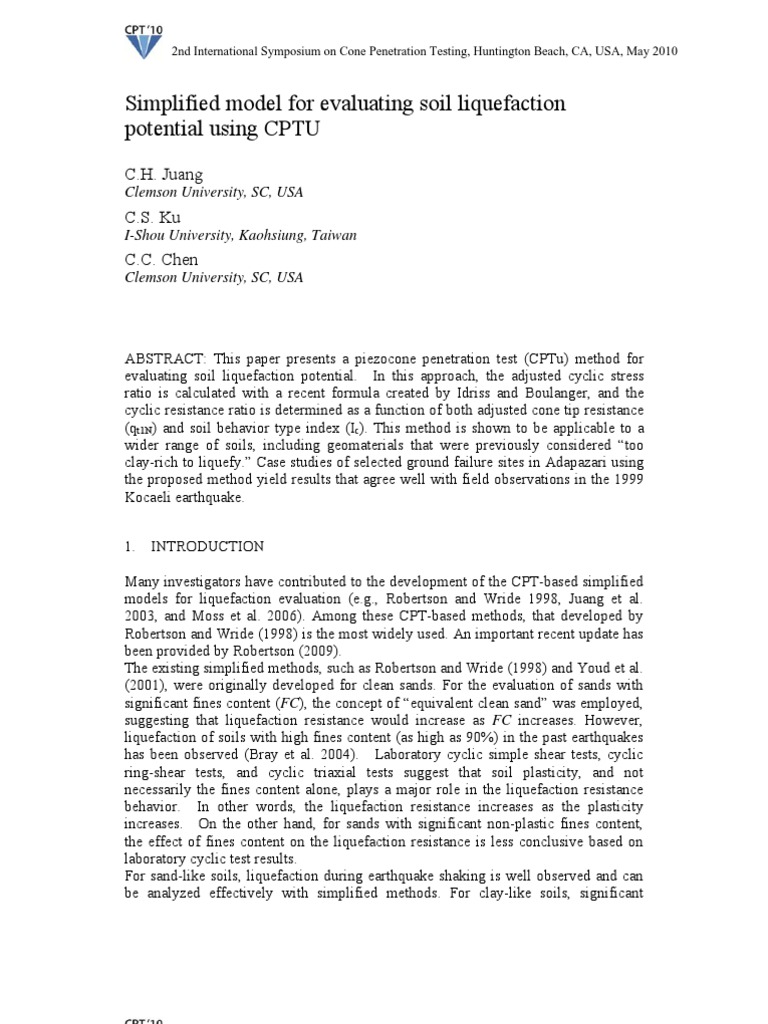 Evaluating Soil Liquefaction with CPTU | PDF | Natural Materials ...