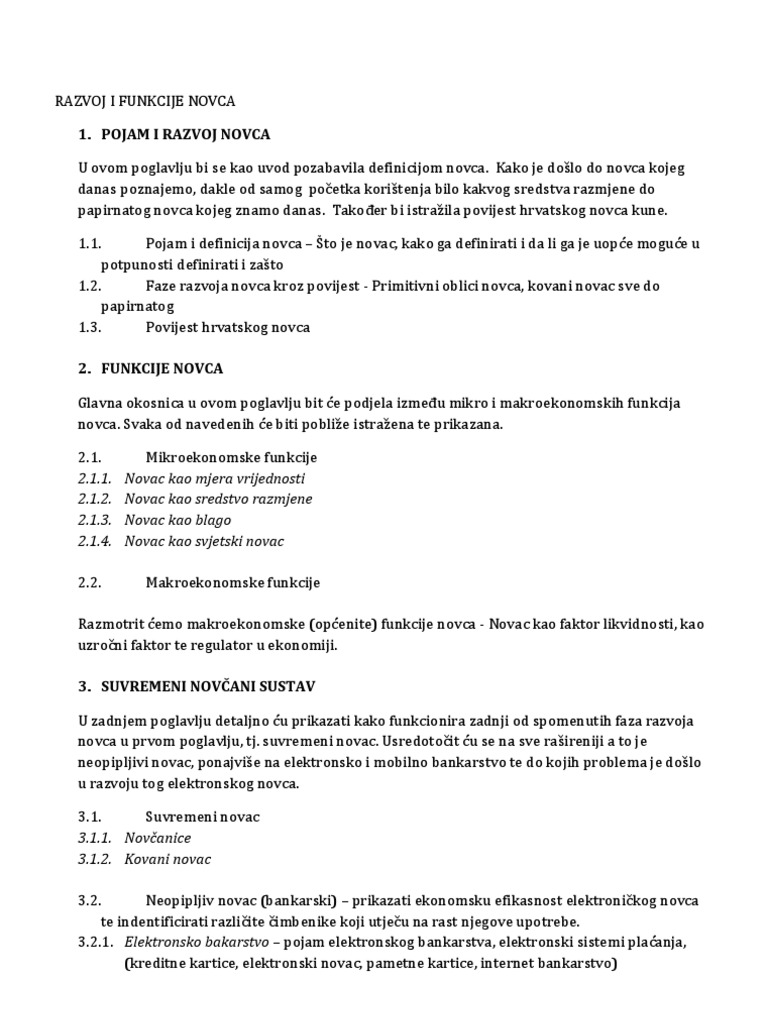 Razvoj I Funkcije Novca | PDF