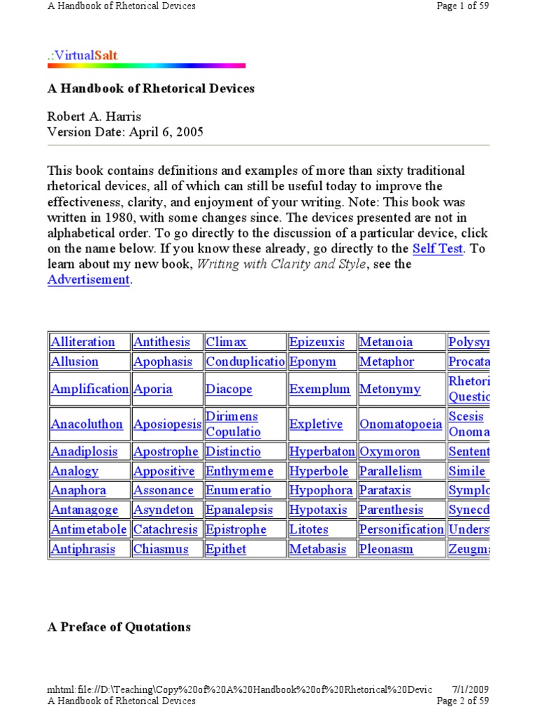 Rhetorical Devices | PDF | Sentence (Linguistics) | Rhetoric