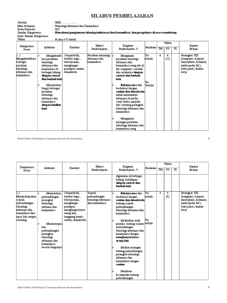 Contoh Silabus SMK | PDF | Seni | Komputer