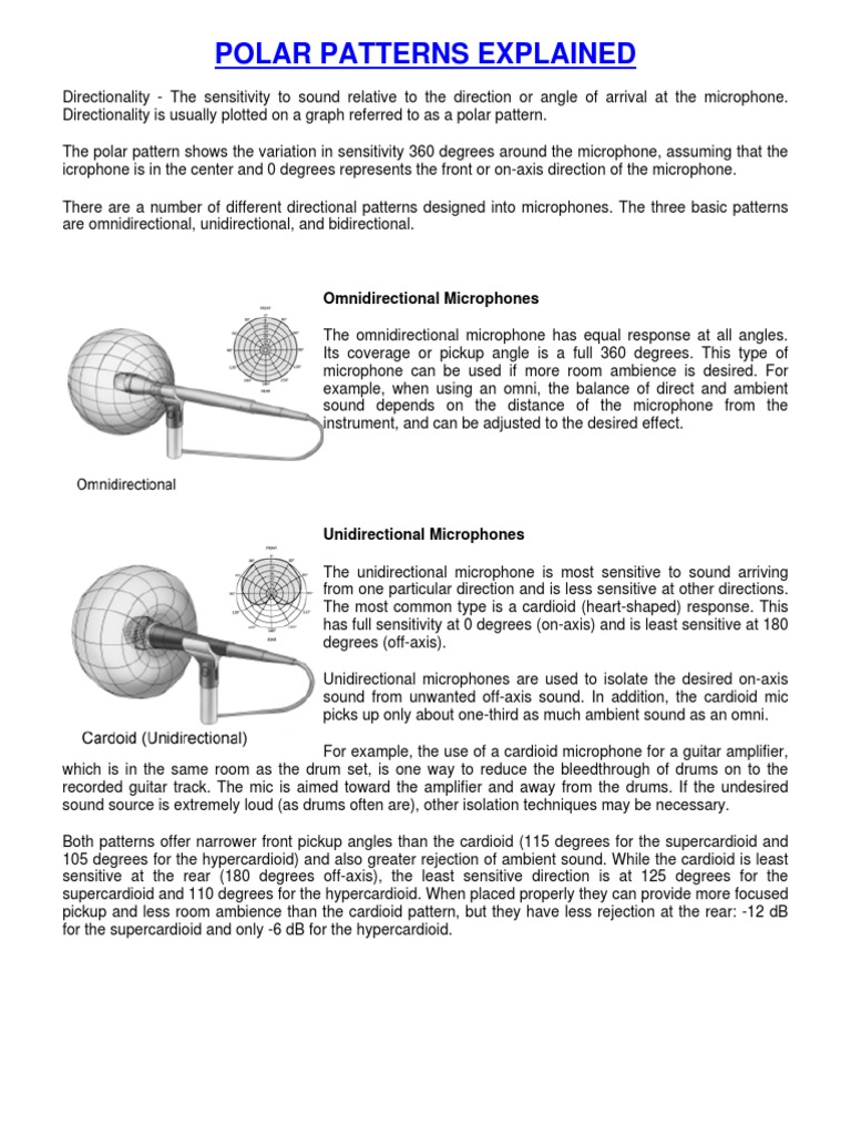Polar Patterns Explained | PDF | Microphone | Recording