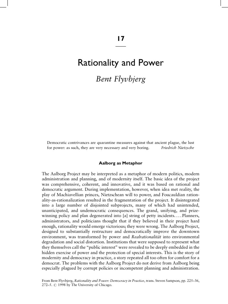 Flyvbjerg B. 1998. Rationality and Power - Democracy in Practice PDF ...