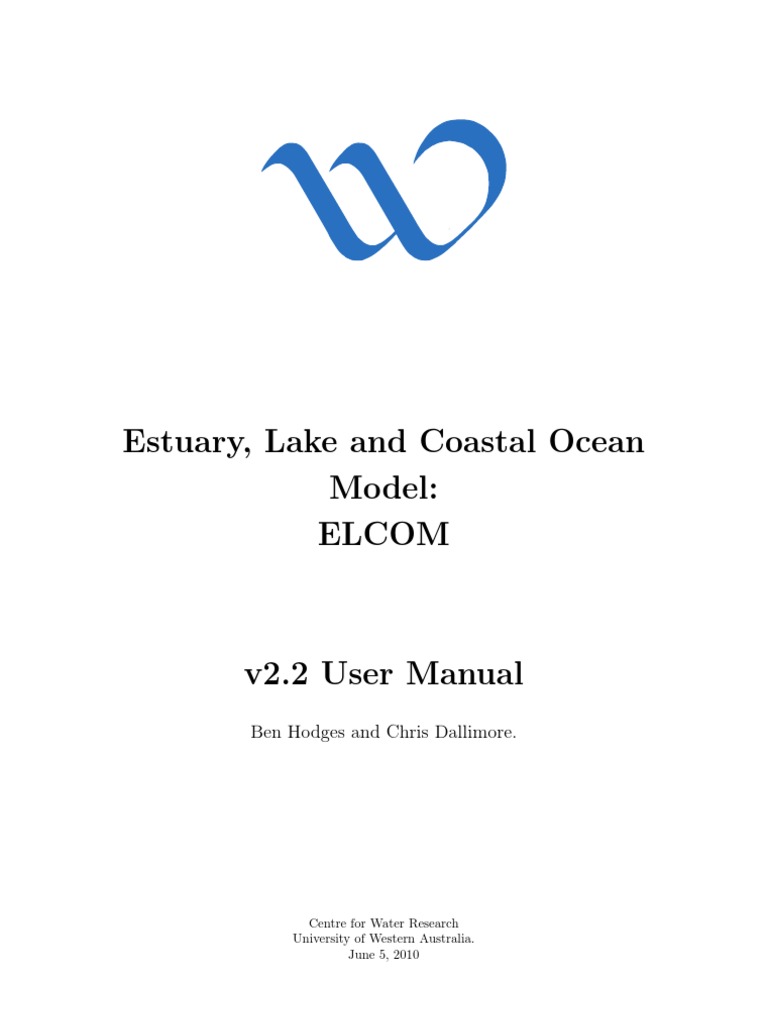 ELCOM User Manual v2.2 | PDF | Navier–Stokes Equations | Cartesian ...