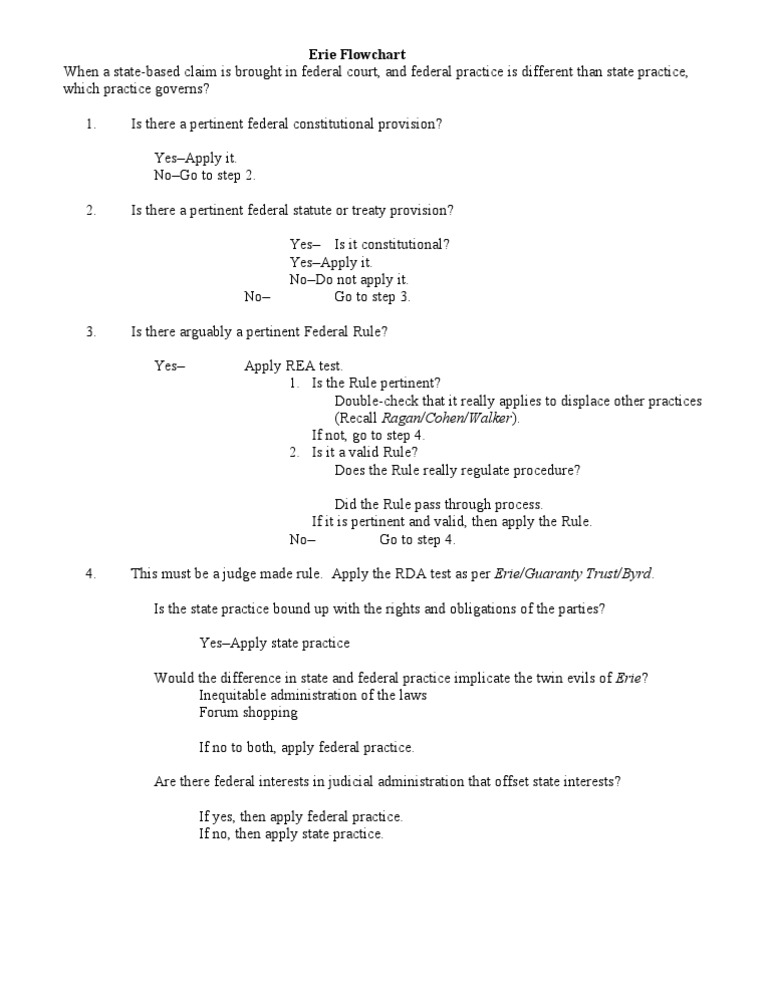 Erie Flowchart | PDF | Law Of The United States | Separation Of Powers