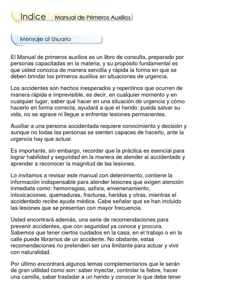 Manual Primeros Auxilios Consulta | PDF | Reanimación cardiopulmonar | Quemar