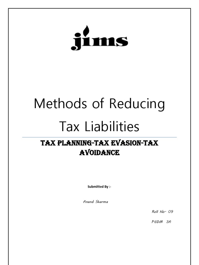 Methods to Reduce Tax Liabilities | PDF | Tax Evasion | Tax Avoidance