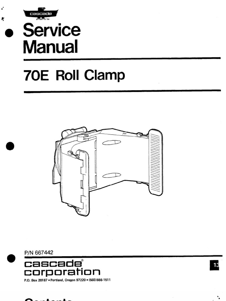Cascade 70E Roll Clamp Service Manual | PDF | Valve | Troubleshooting