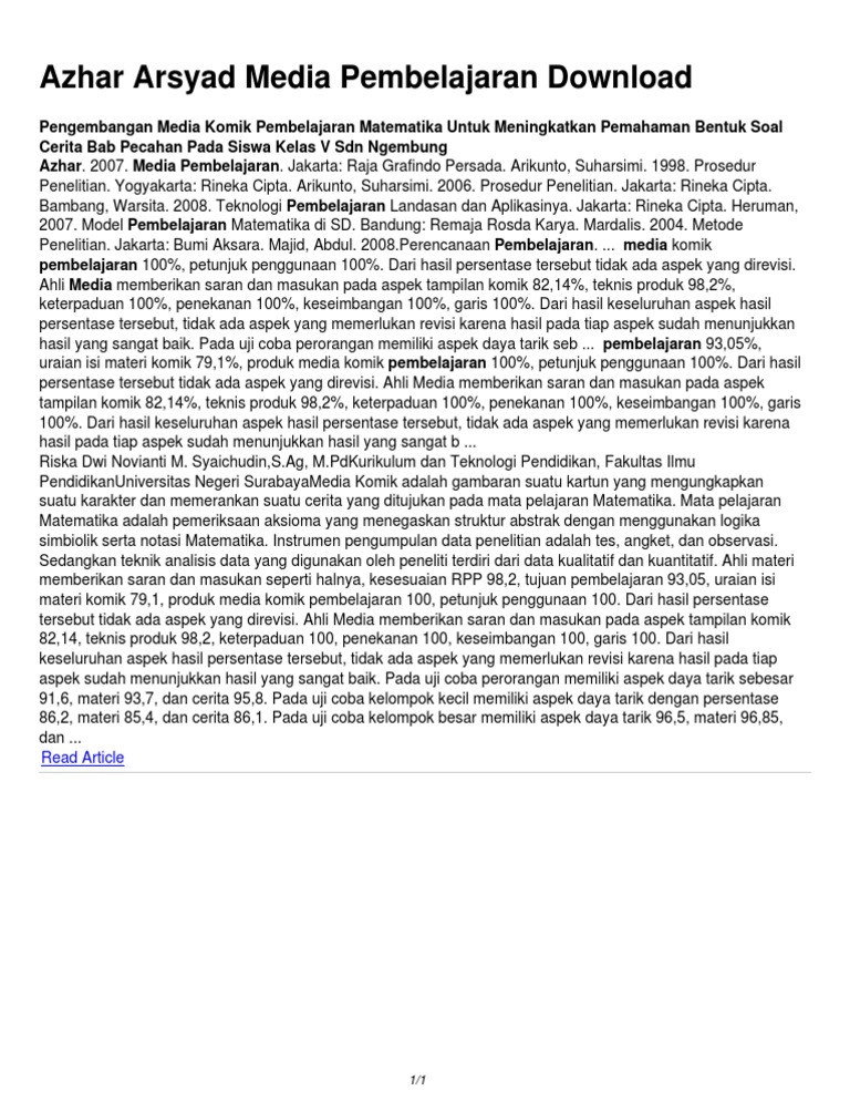 Azhar Arsyad Media Pembelajaran Download | PDF