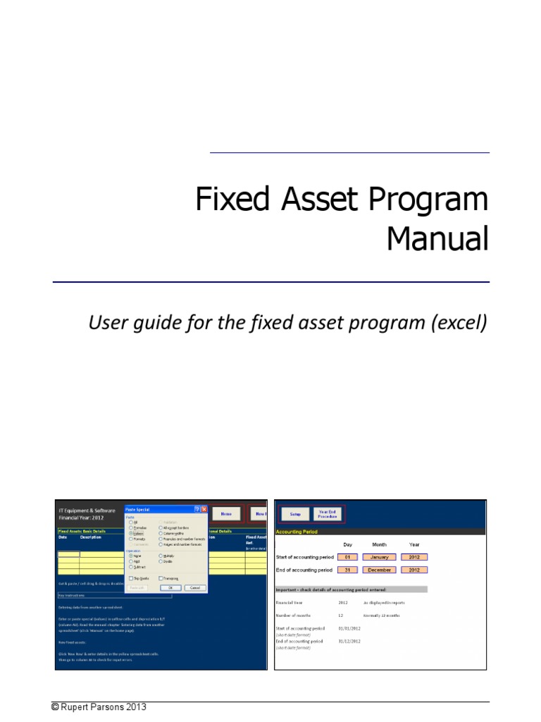 Fixed Asset Manual | PDF | Depreciation | Microsoft Excel